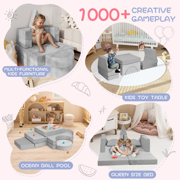 Isabelle & Max™ Nugget Couch Kids For Toddler & Children, Kids Couch Fort Building Kit For ...